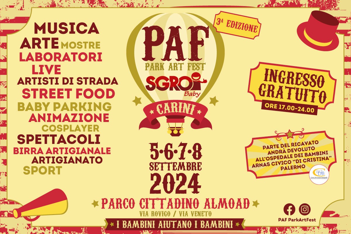 Dal 5 all’8 settembre, al Parco Cittadino Almoad di Carini, torna PAF ...