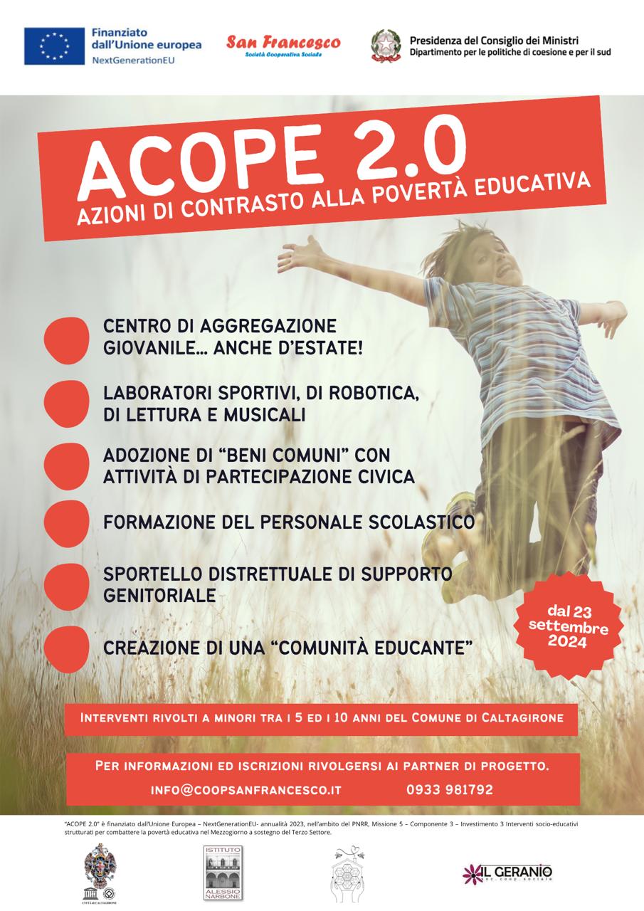 Lanciato il progetto ACOPE 2.0 per contrastare la povertà educativa ...