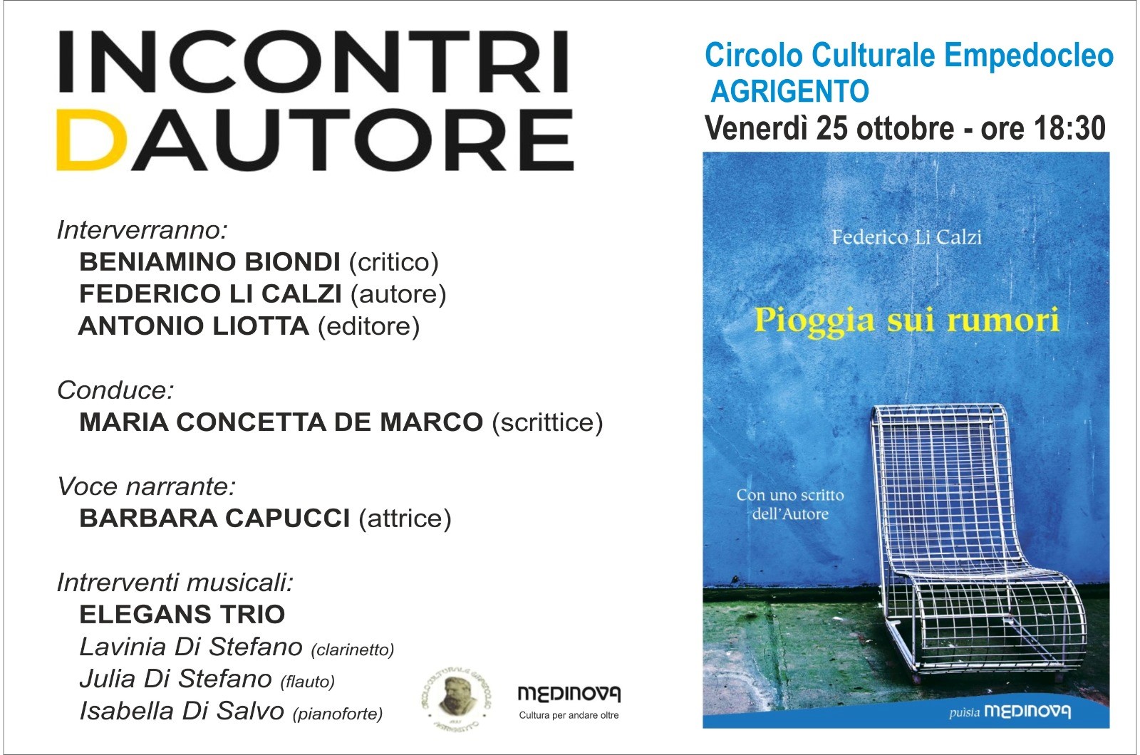 “Pioggia sui rumori”: la prima presentazione del libro di Federico Li ...