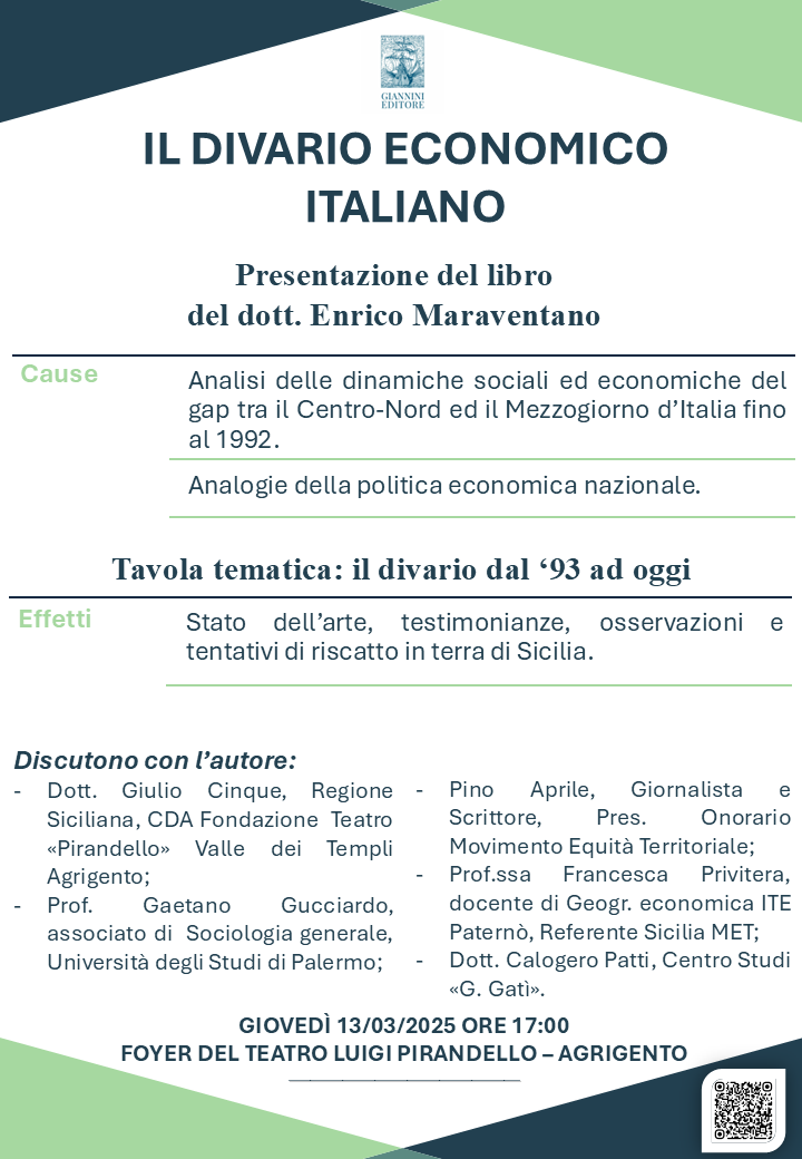 "Il divario economico italiano": ad Agrigento la presentazione del ...